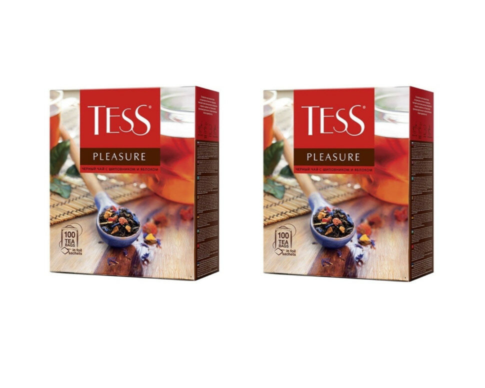 Чай черный в пакетиках для чашки Tess Pleasure (Тесс Плэжа), 100*1,5 г (комплект 2 шт.) 6009198