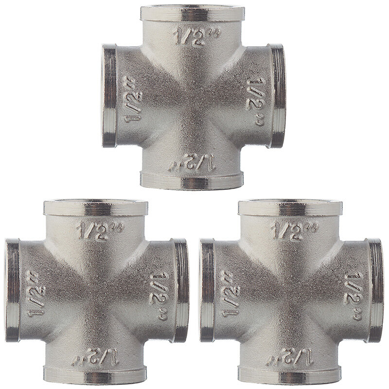 Крестовина 1/2 ВР(г) х 1/2 ВР(г) х 1/2 ВР(г) х 1/2 ВР(г) латунная (3 шт.)