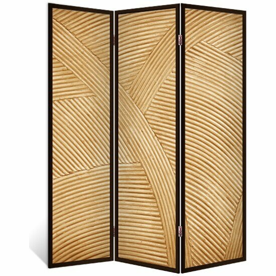 Ширма перегородка Декор Депо для комнаты деревянная "Ротанг" двухсторонняя с картинкой (уют) 3 створки венге 176х140 см 11 кг