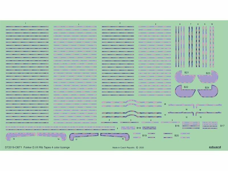 Декаль Fokker D. VII 4-цветные ромбы, EDUARD. Масштаб 1:72