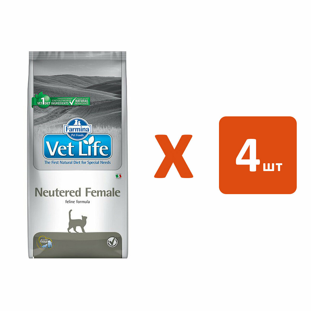 FARMINA VET LIFE FELINE NEUTERED FEMALE для взрослых стерилизованных кошек (2 кг х 4 шт)