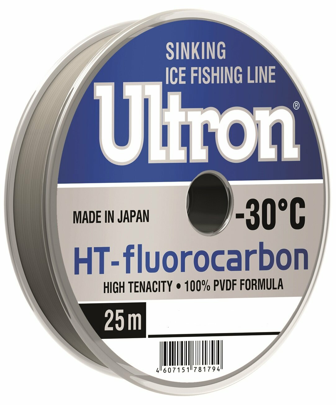 Леска ULTRON Fluorocarbon 0,12 мм, тест 1,4 кг, длина 25 м, прозрачная