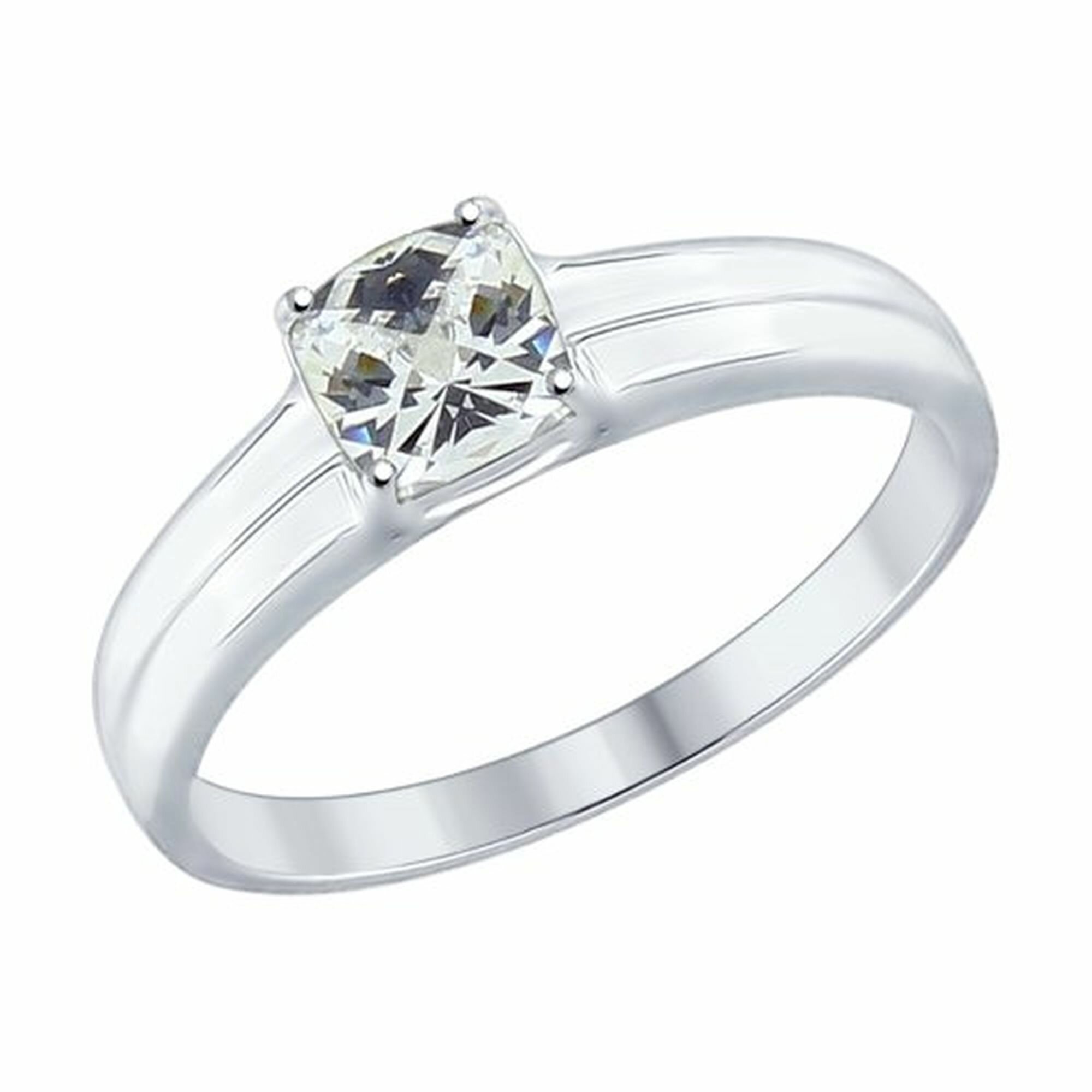 Кольцо, серебро, 925 проба, родирование, кристаллы Swarovski