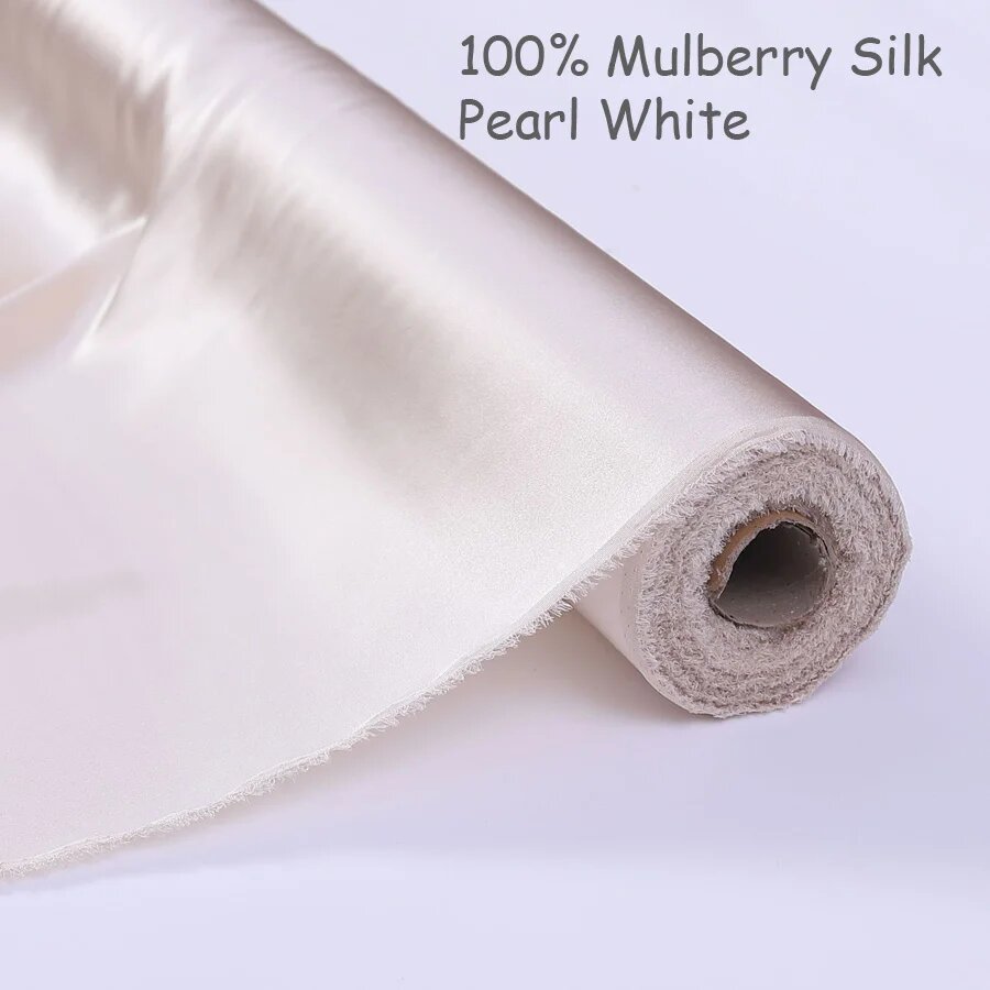 Шелковая ткань Charmeuse, 19 Momme, розовый Белый, 50x114cm, pearl white