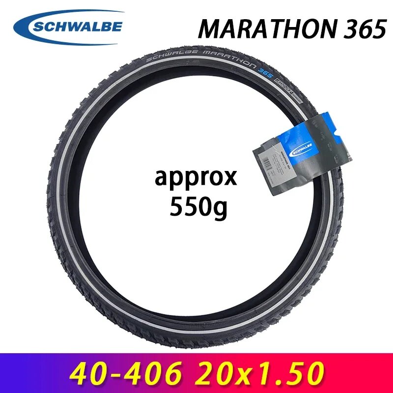 SCHWALBE Original MARATHON 365, всесезонная шина 40-406 20x1,50, черная рефлекторная проводная велосипедная покрышка для складных велосипедных деталей