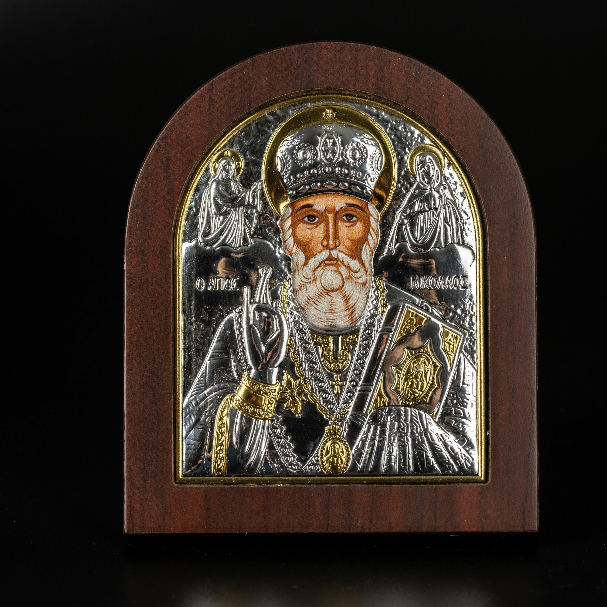 Освященная икона Silver Axion, "Николай Чудотворец", 13х11 см, в подарочной упаковке