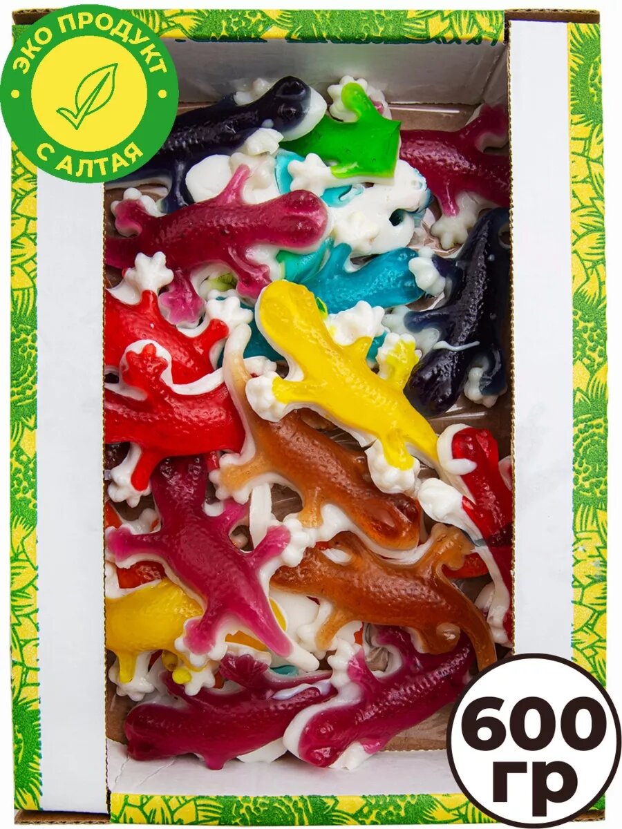 Жевательный мармелад интересной формы Игуана, в коробке 600 гр
