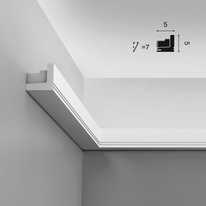 Карниз для Скрытого Освещения Orac Decor C361 Д200xШ5xВ5 см Лепнина из Полиуретана / Орак Декор.
