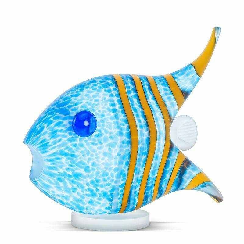 Пресс-папье Рыба из хрустального стекла, ручная работа, св. голубой, Borowski