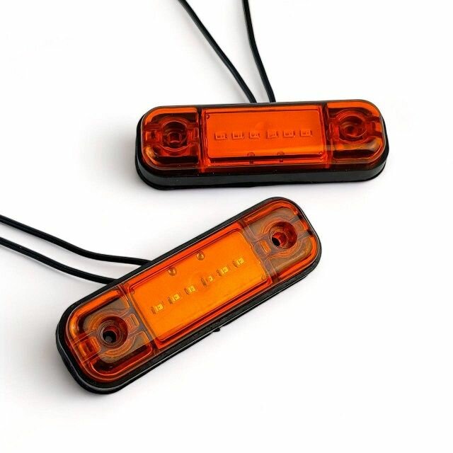 ОГ-40М Фонарь габаритный светодиодный мигающий, 6 LED, плоский, цвет оранжевый 12-24V (2шт)