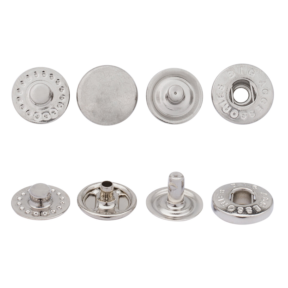 Кнопки для одежды 10 мм S-образные, 100 шт, металлические, BIG (никель)