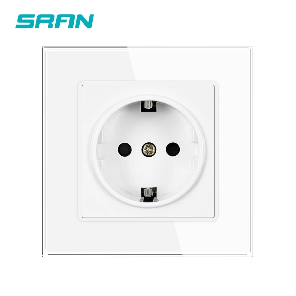 SRAN стеклянная розетка 220V 16A White EU