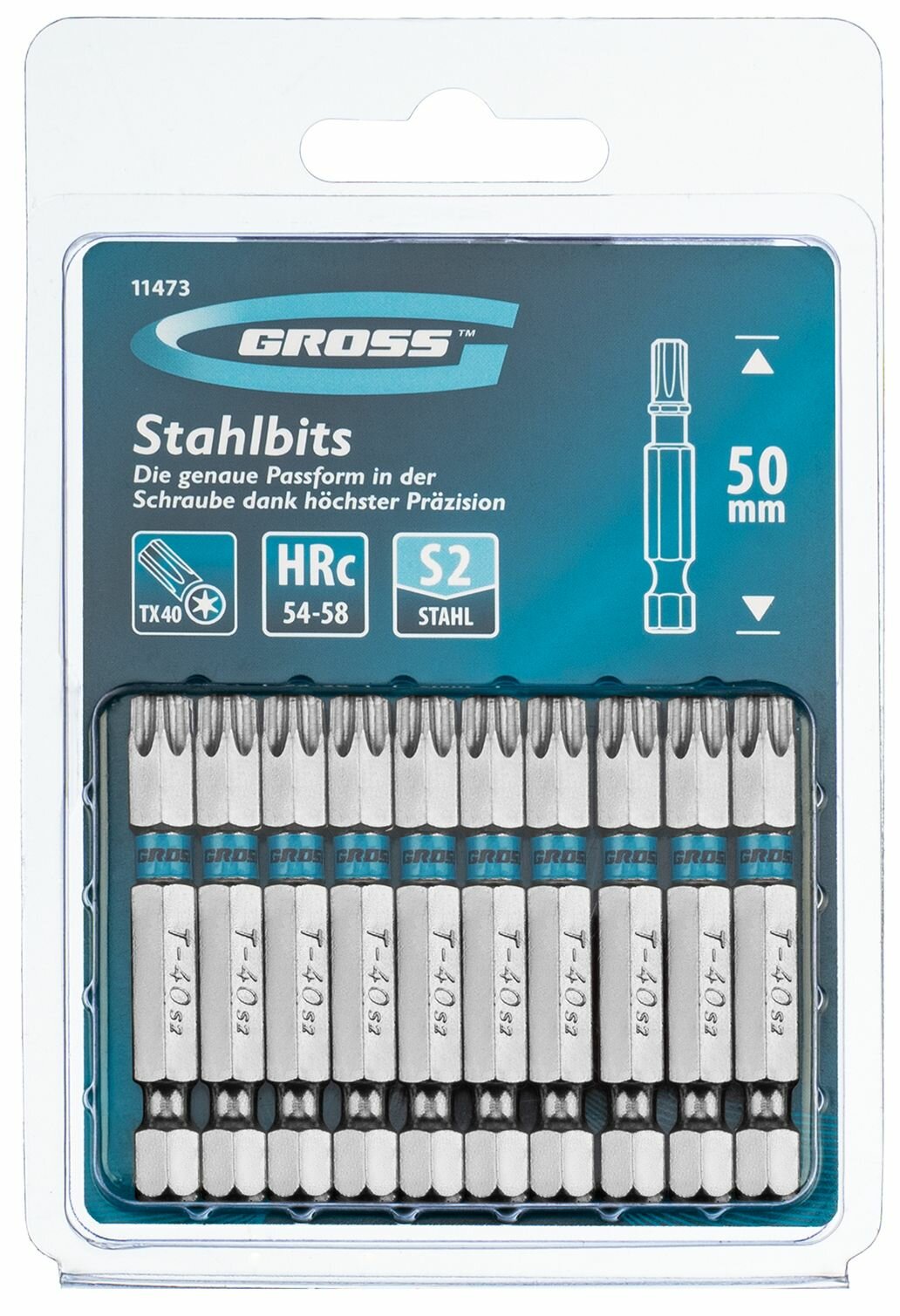 Набор бит Torx 40 х 50, сталь S2, 10 шт. // Gross 11473