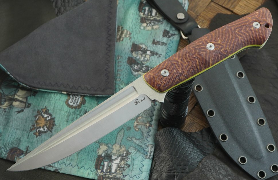 Ножевая мастерская Валерия Лисицкого нож Лис с долом, сталь Elmax, крио, рукоять микарта CrazyFiber