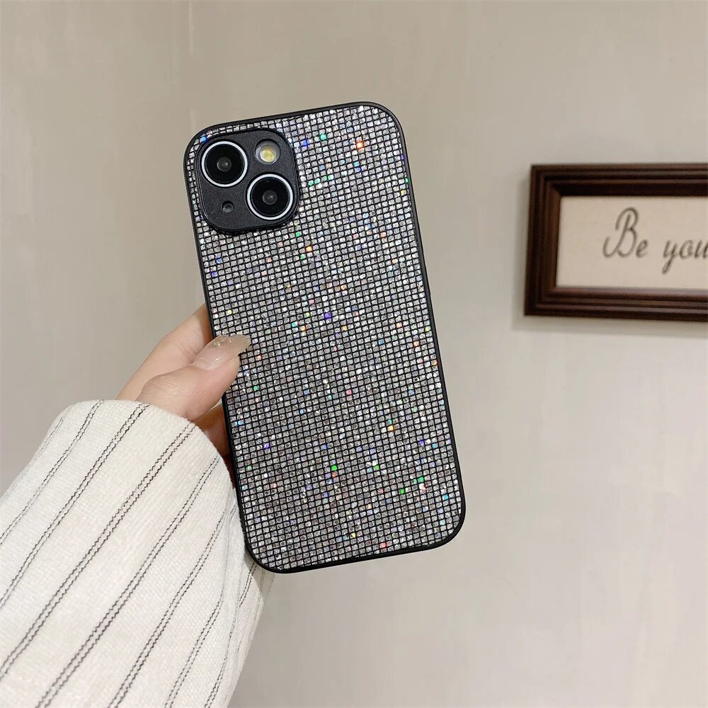 Блестящий чехол Aurora со стразами для iPhone 16, 15, 14, 13, 12, 11 Pro Max, BK, For iPhone 12 Pro