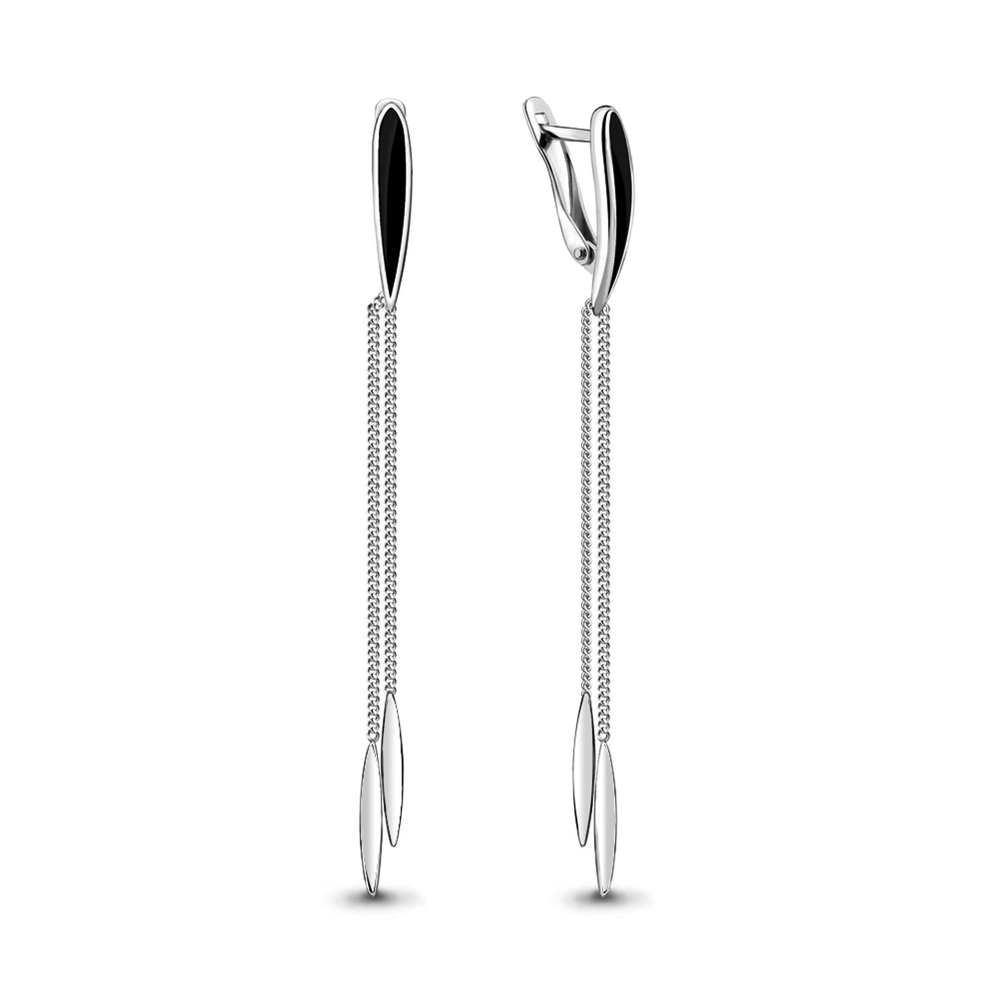 Серьги, серебро, 925 проба, родирование, эмаль