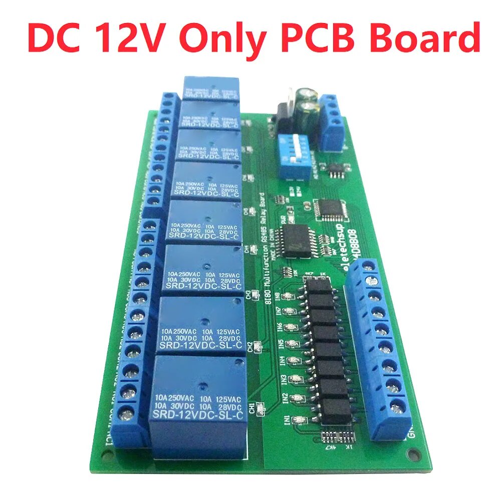 Модуль реле 8 каналов DC 12V Modbus RS485