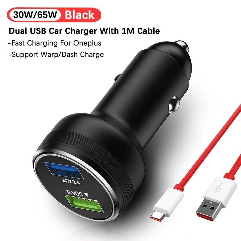 Зарядное устройство для автомобиля Oneplus, устройство для быстрой зарядки с 65W With 1M Cable