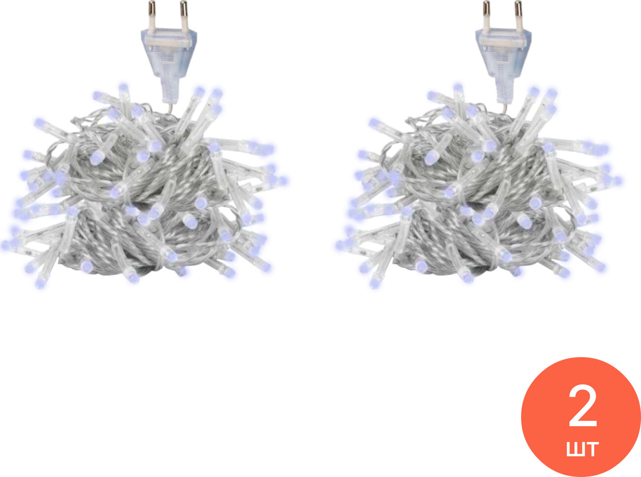 Гирлянда Фаzа / Фаза AC-G01-120W нить, ПВХ, 120 световых точек холодный белый, IP20, длиной 12.8м / новогодние украшения для декора дома (комплект из 2 шт)