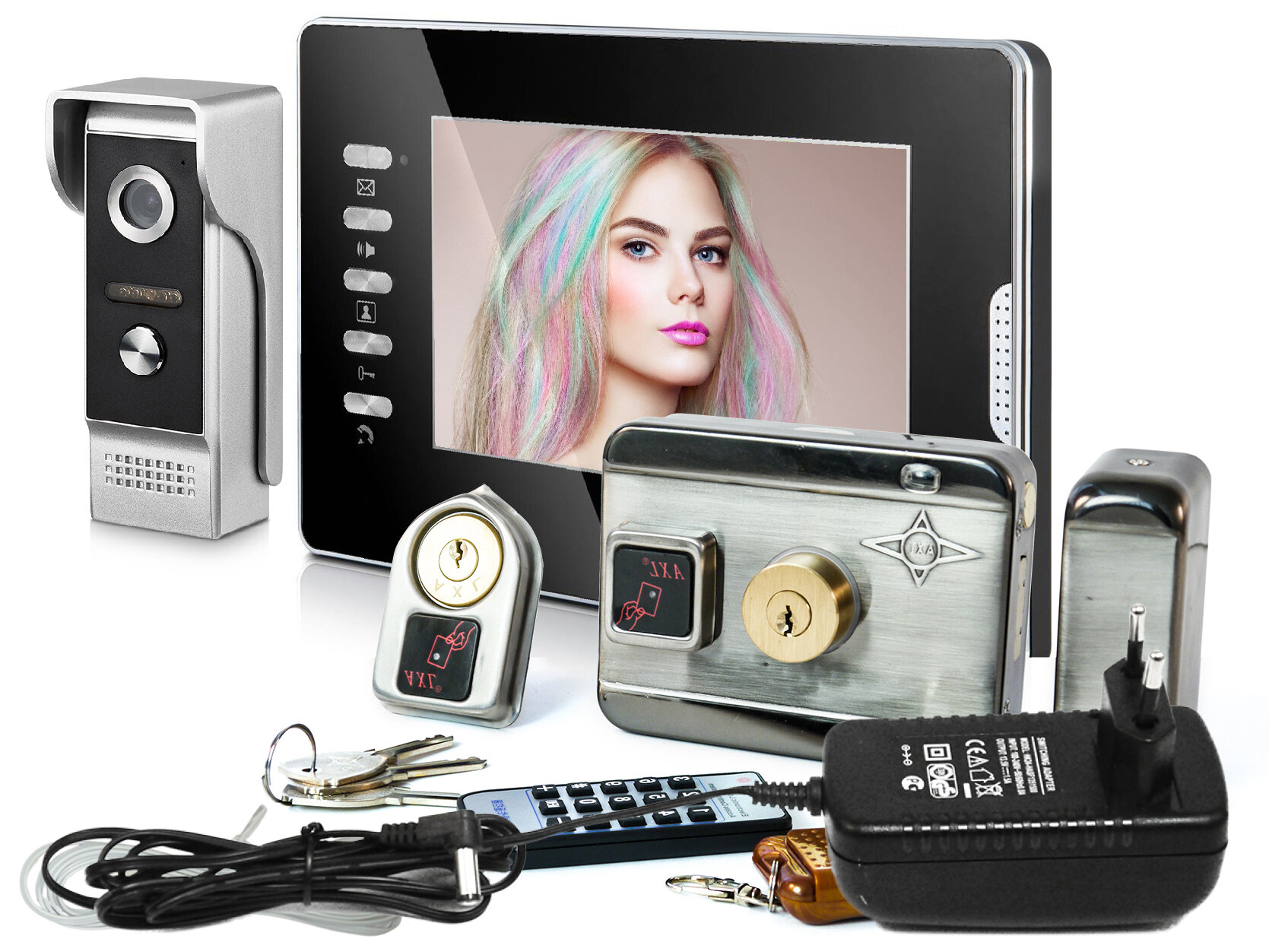 Набор: домофон EP-7300-B и Anxing Lock-AX066 - электромеханический замок - замок с домофоном на входную дверь