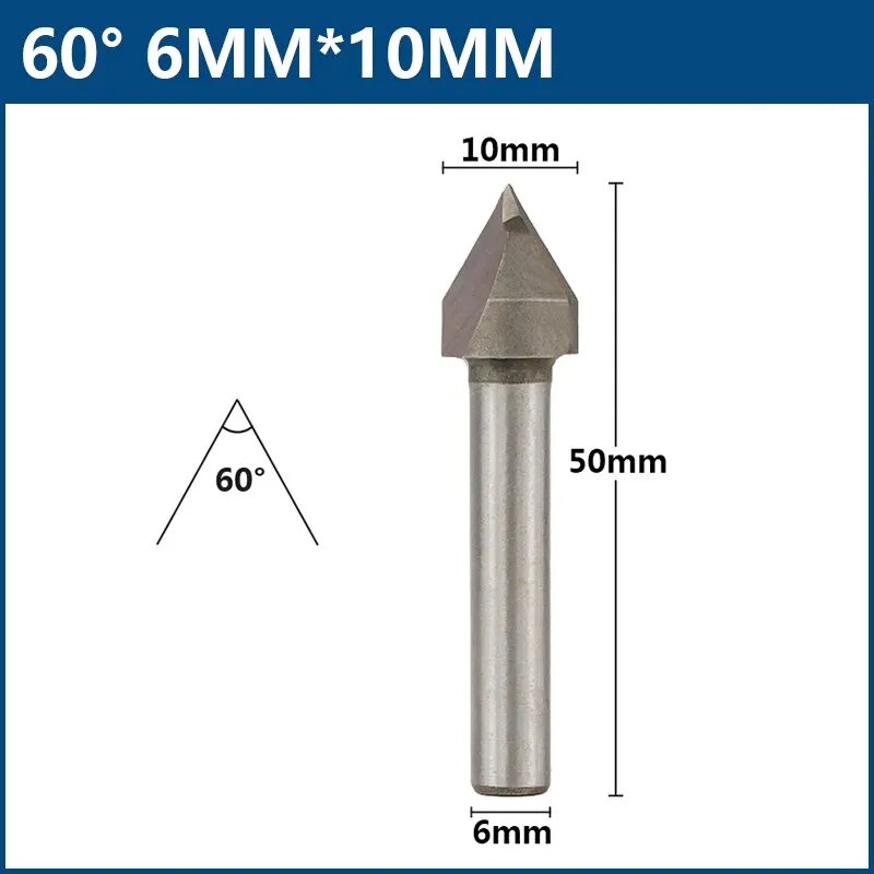 Xcan Твердосплавная V-образная концевая фреза 6 мм 60 градусов для деревообработки
