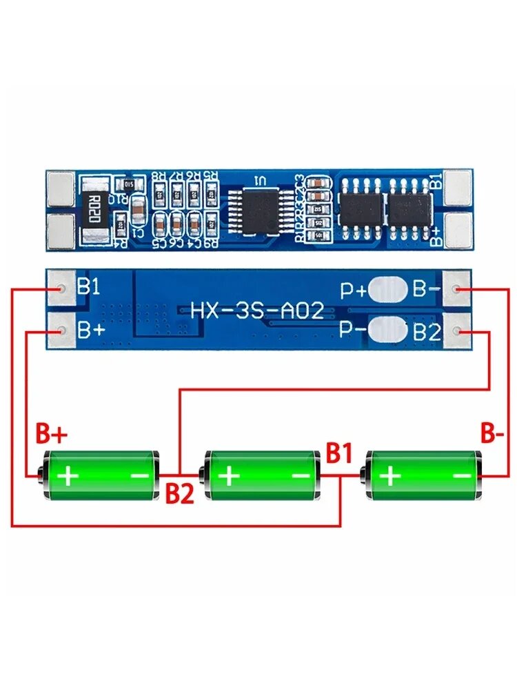 BMS плата защиты baishundianzi 3S 18650 11.1–12.6 В 8А/10А