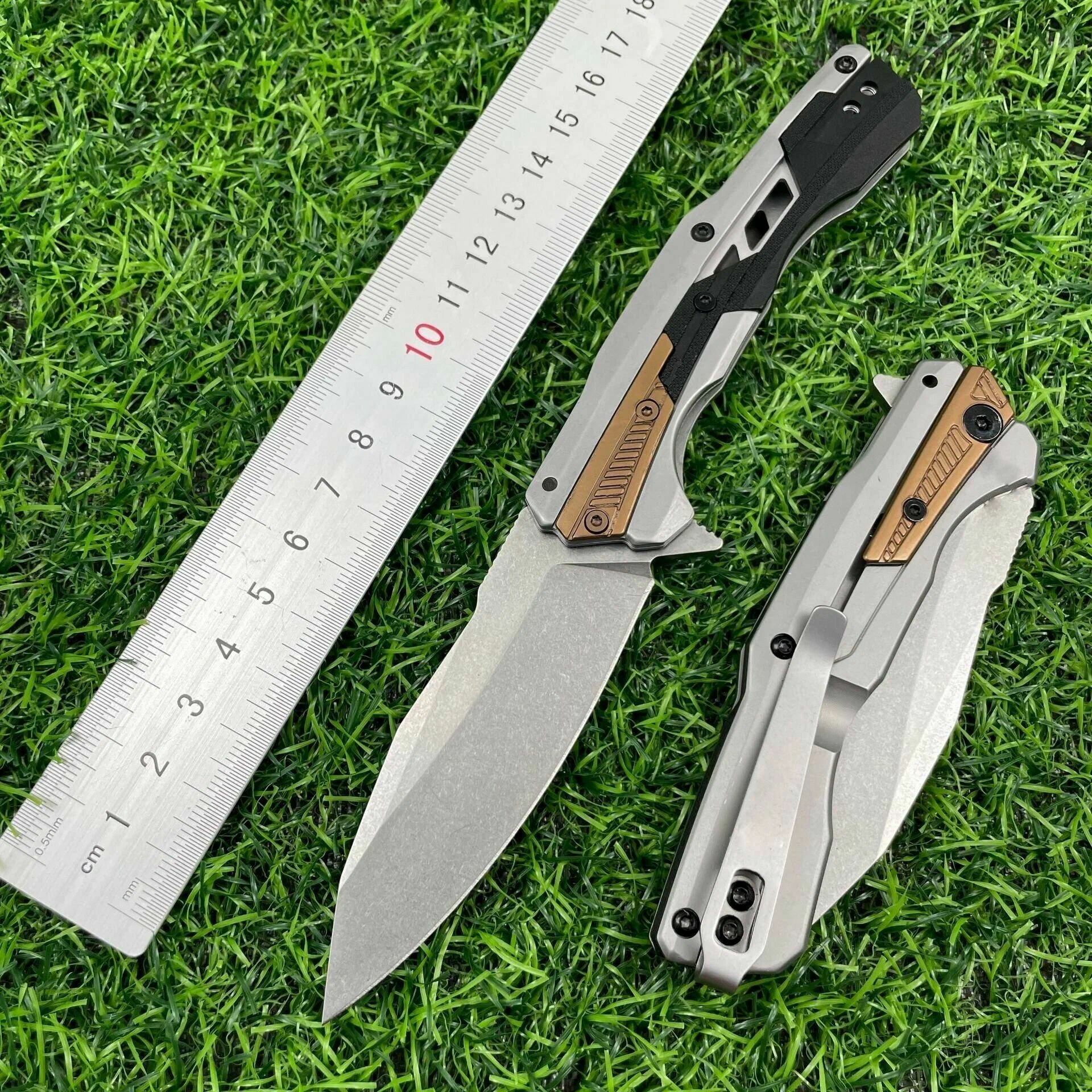 Нож туристический SUPER KNIFE Endgame 2095, ABS-пластик/Сталь D2, Клипса, Серебристый