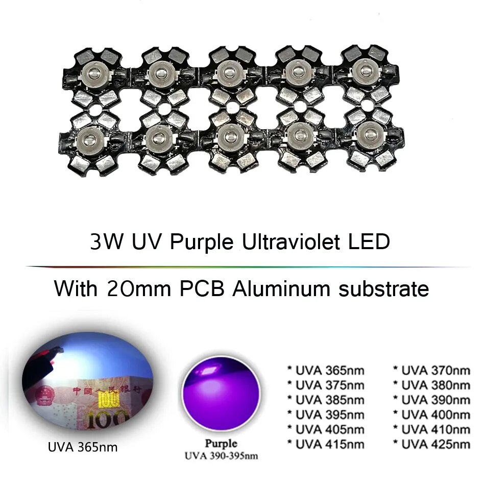 CHTPON 3Вт УФ светодиодные лампы