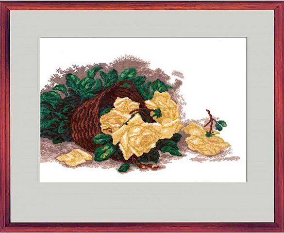 Набор для вышивания крестом Hobby&Pro Розы в корзинке, 23х38 см, с инструкцией