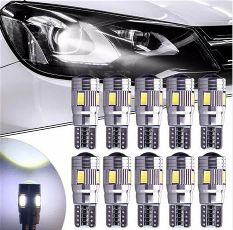 Т10 6SMD 5630 светодиодная лампа | Белая | Для потолочного светильника/освещения номерного знака авто | 10 шт.