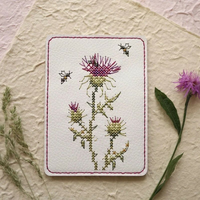 Набор для вышивания Neocraft #НК-10e Визитница "Чертополох" вертикальная, Счетный крест, 8 х 11 см