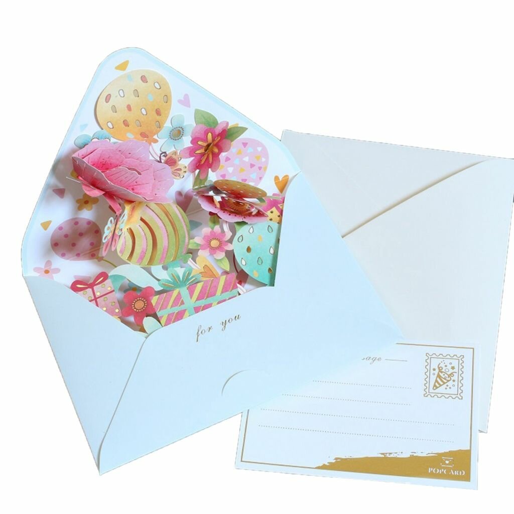 Приглашение,3D цветочная открытка - 05, 1 набор