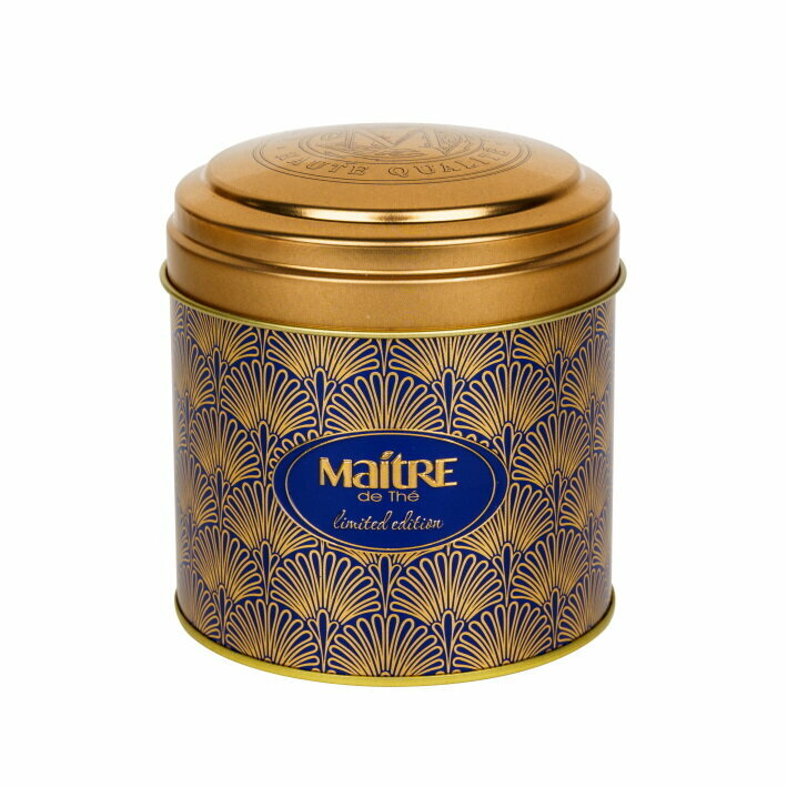 Чай MAITRE DE THE черный индийский ассам GOLDEN MAGIC - кусочки имбиря, кусочки корицы, кусочки шиповника, лепестки василька синего /жесть/ 100г