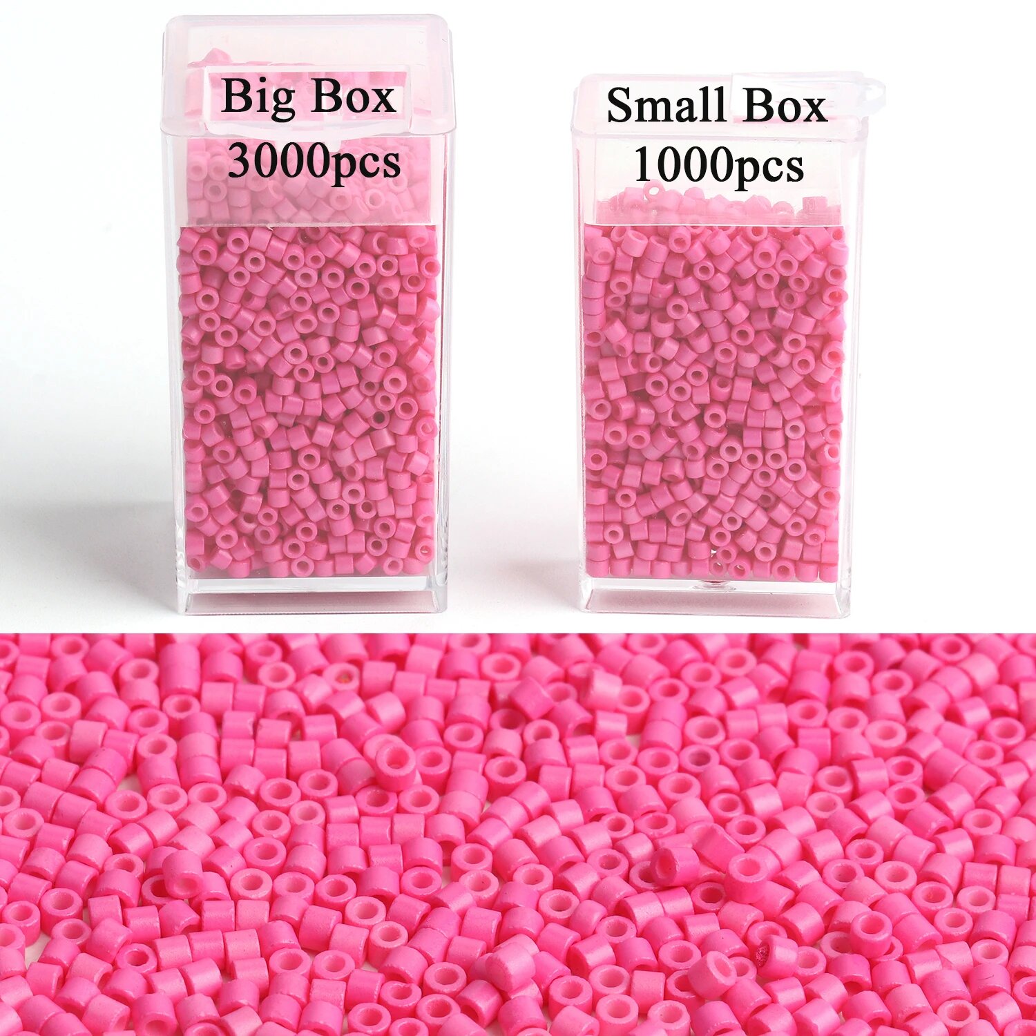 Розовые бусины 2 мм, 1000pcs box, Style 19