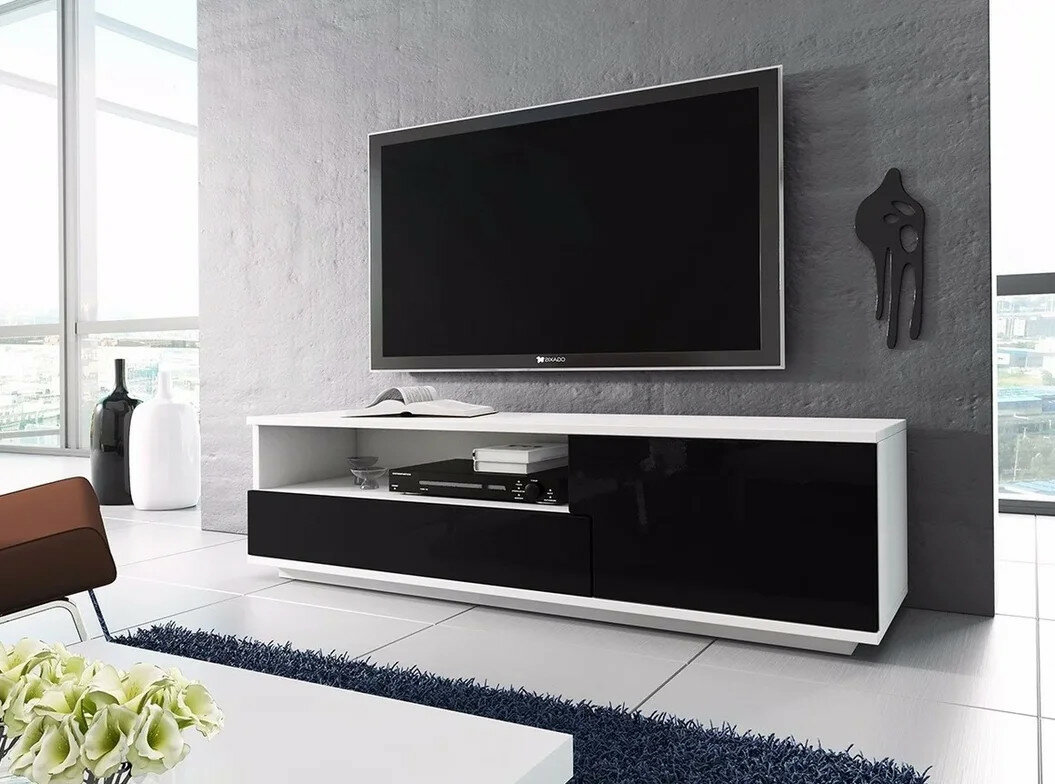 ТВ-тумба 199 МДФ 706.8 (322мк) NEW 138x40x41 см, черный Дом мебели для вас в наличии