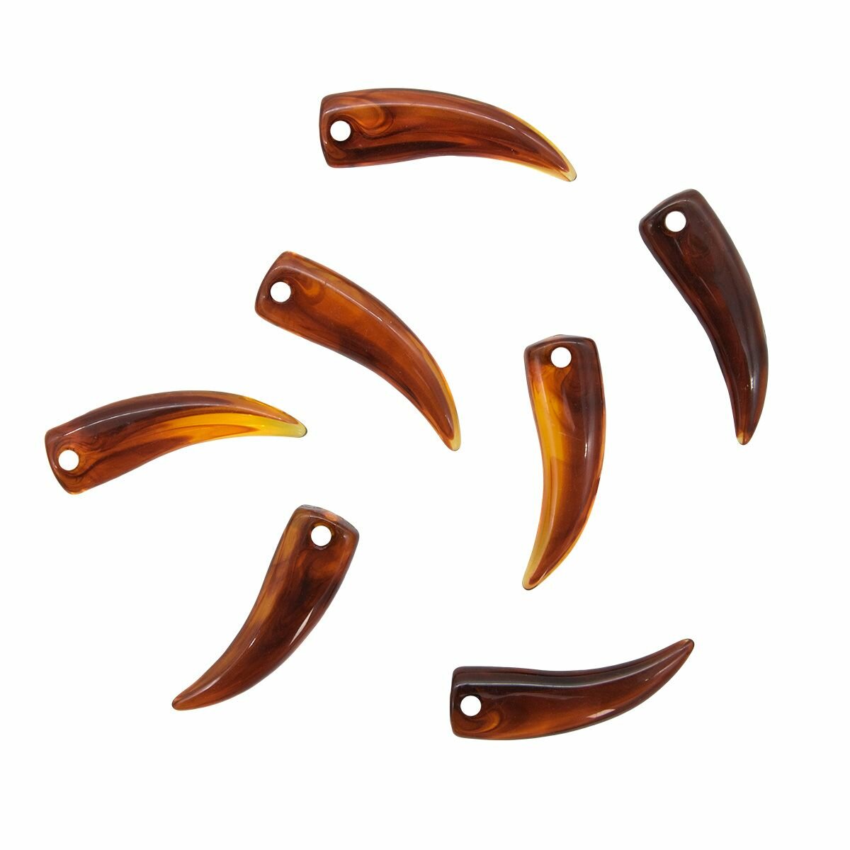 2398 Бусины пластиковые, 'янтарь', клык, 40*12мм, 20гр, Astra&Craft