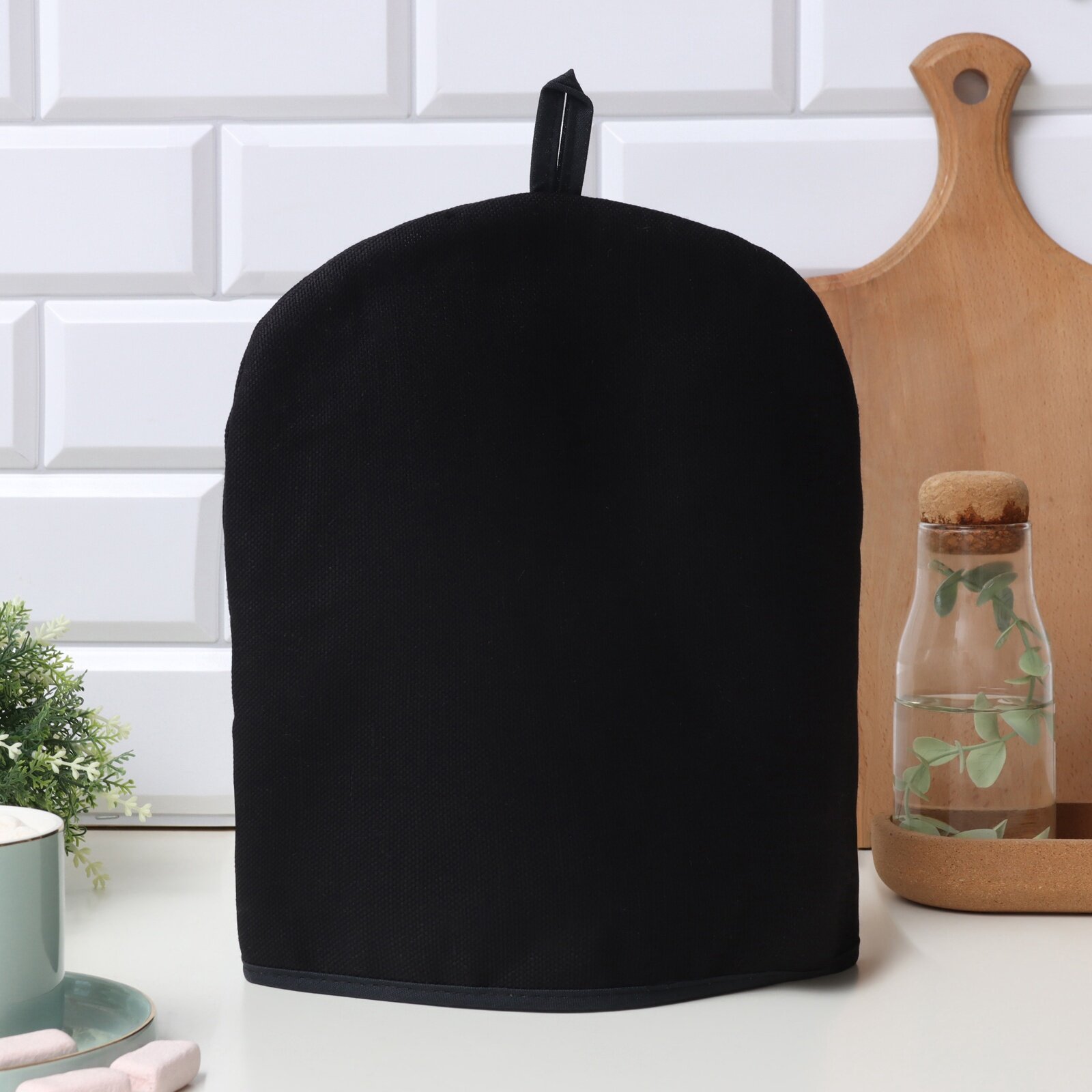 Грелка на чайник Этель Home collection black 28х28см, 45%лён, 55%хл, 10609979