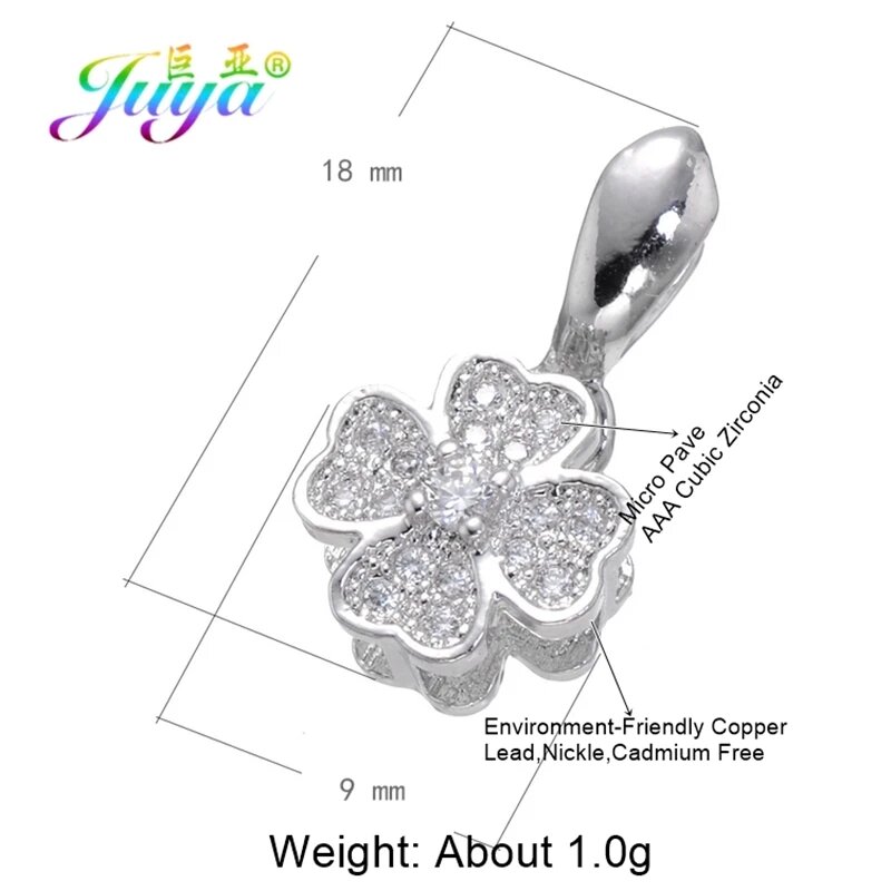 Juya Кулон Клевер AAA Zirconia, 18 мм, серебряный