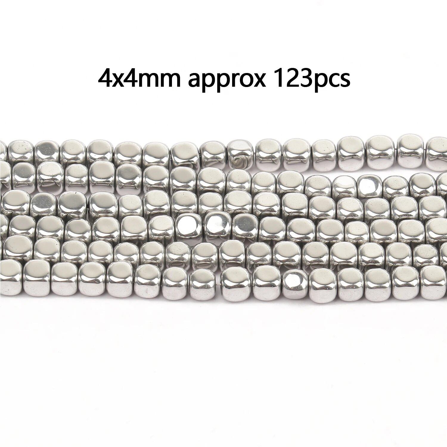 Гематитовые бусины AOHAYOOMQ Серебряный, type 9-4x4mm