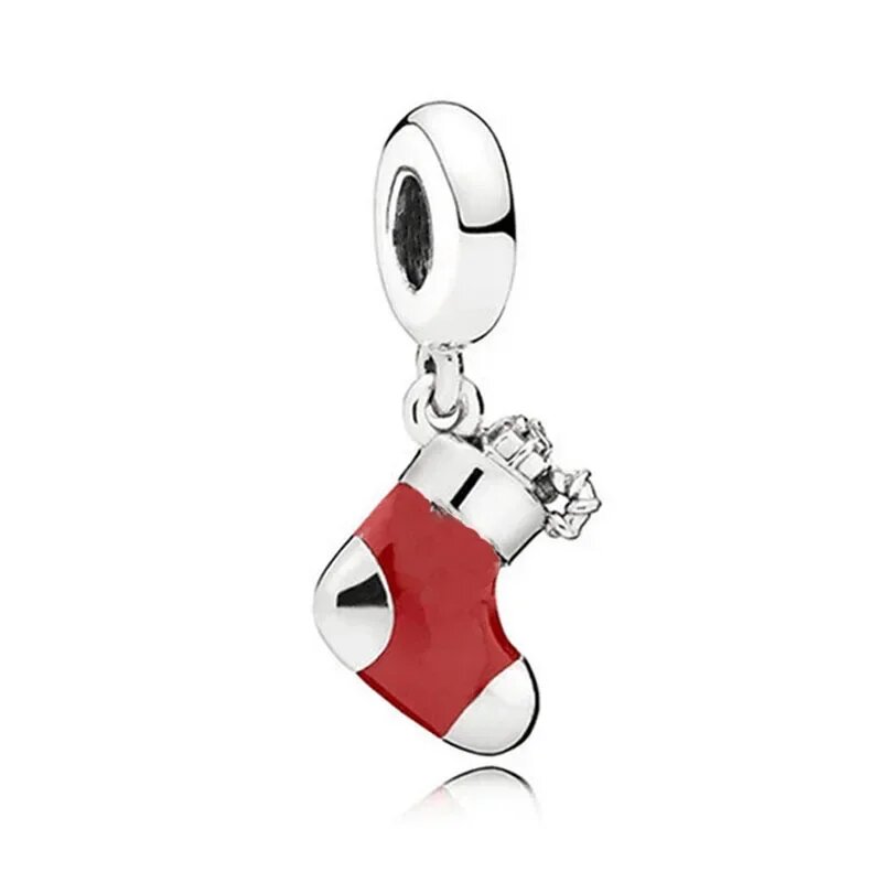Бусина Pandora Рождественский носок, серебро, цвет 33