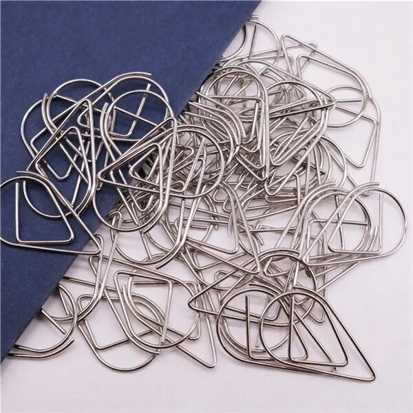 50 Шт. Металлические Скрепки Для Бумаг В Форме Капли, Золотые, Серебряные, Черные, Стандартные, 2,5x1,5 См, Магнитные Закладки