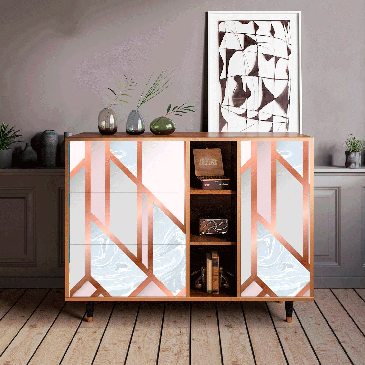 Комод - STORYZ - BS2 Champagne Story, Разер - 125 x 97 x 48 см , Цвет корпуса - Орех