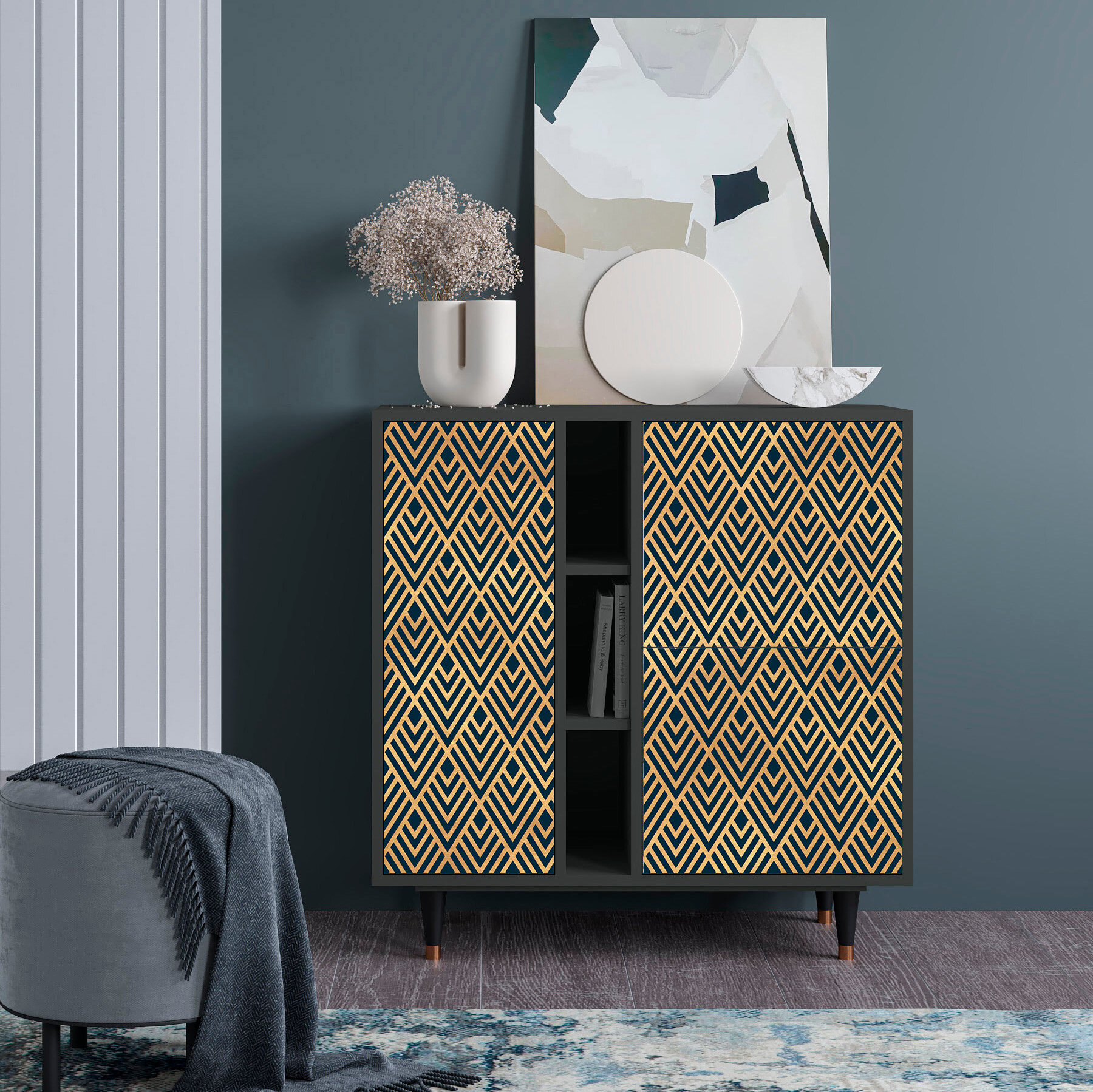 Комод - STORYZ - BS5 Egypt Triangles, Размер - 94 x 96 x 41 см, Цвет корпуса - , Антрацит