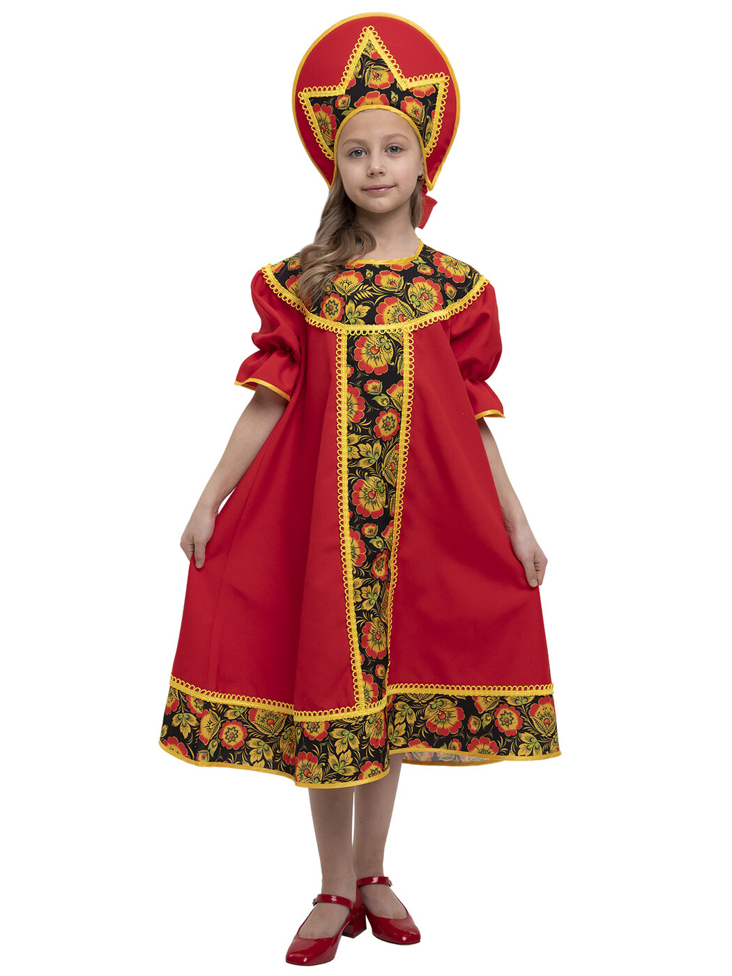 Карнавальный костюм Хохлома Хороводная р.140-146 (р.34-36) - русский стиль