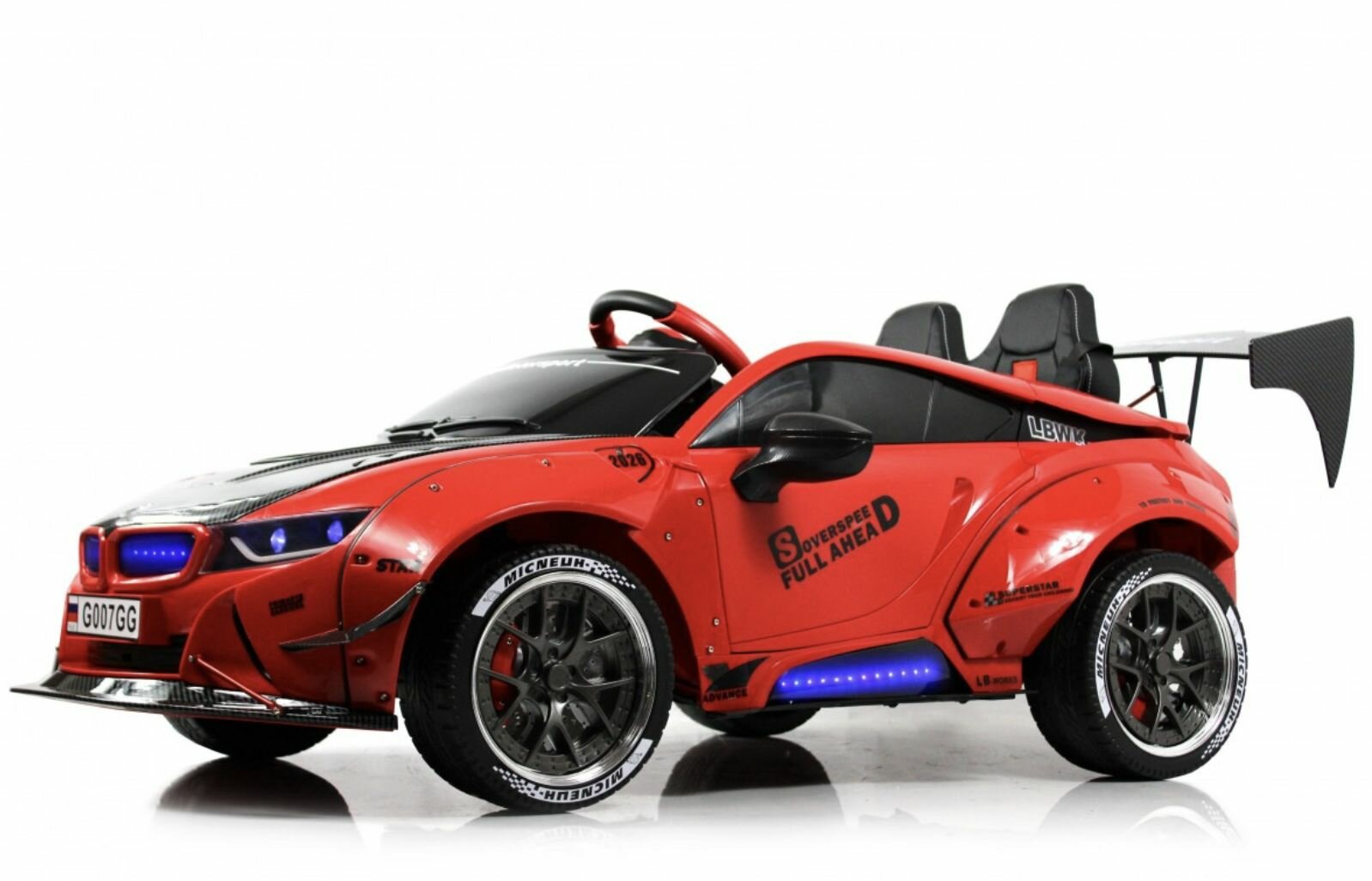 Детский электромобиль RiverToys BMW G007GG с дистанционным управлением, двухместный красный