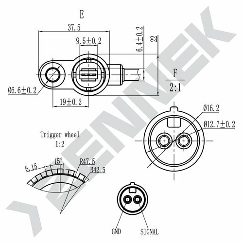 Датчик abs передний левый/правый renault megane 96-03, renault scenic 96-03 ZENNEK DAS0002