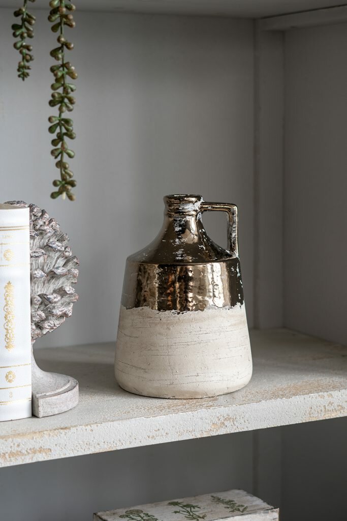 C6067 Ваза с ручкой 16х16х21см, керамика, коричневая, Glasar