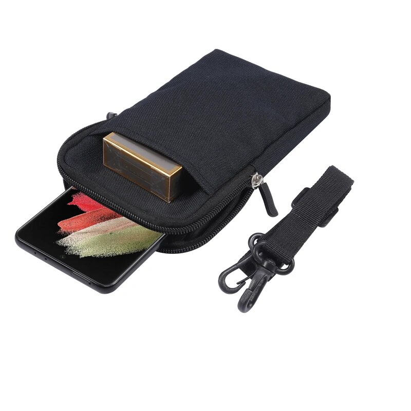 Модные сумки для всех менее 6,3-7,2 дюймов, чехол для мобильных телефонов, уличный чехол с 2 карманами, чехол для смартфона с зажимом для ремня Черный, черный, 17cm-10.5cm-2.0cm