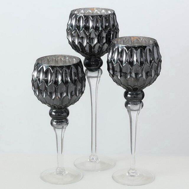 Набор стеклянных подсвечников - бокалов Claudio 30-40 см, 3 шт, Boltze, 1008809