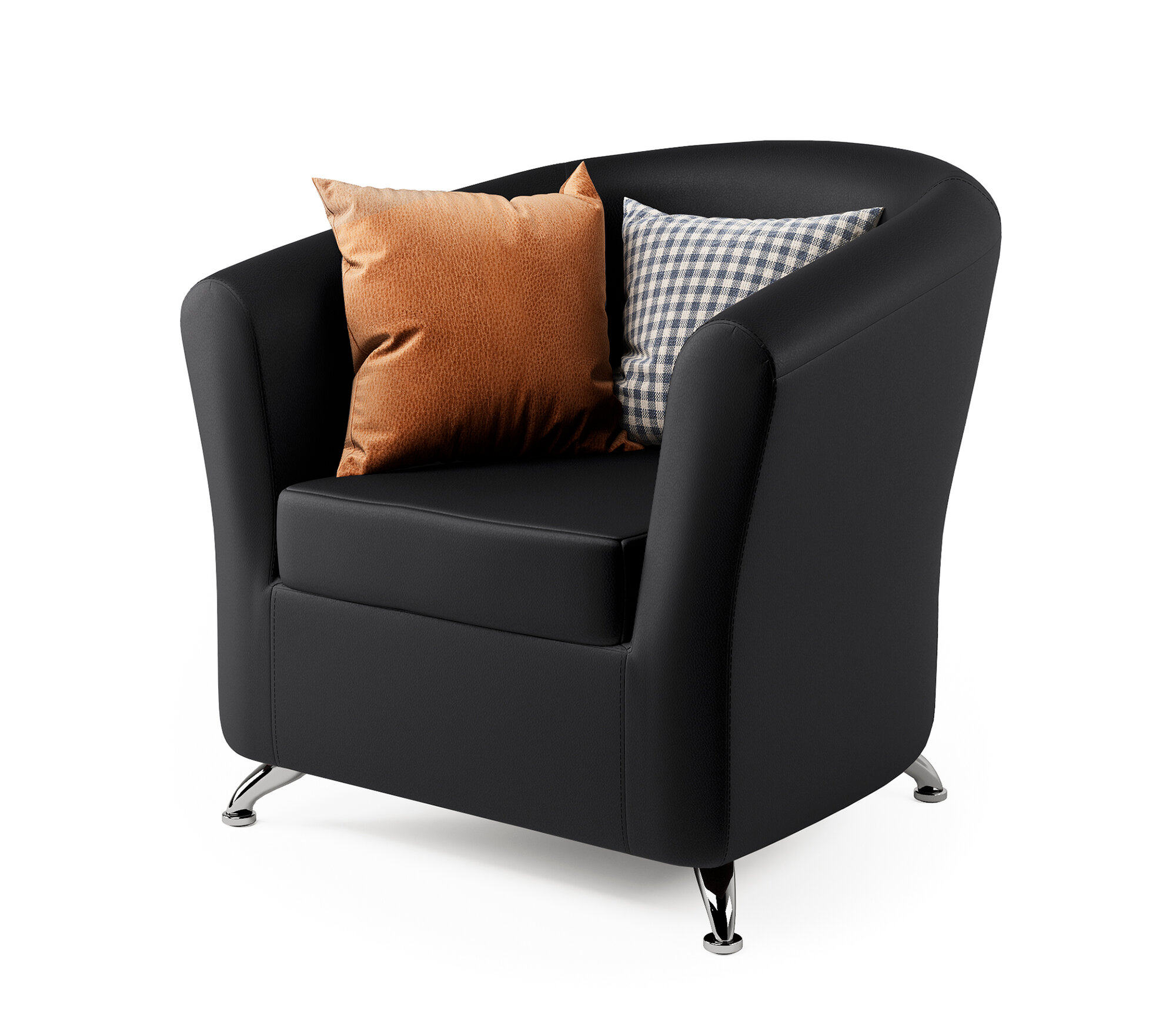 Кресло Шарм-Дизайн Евро, мягкое для дома и отдыха, с подлокотниками, экокожа черный, 82,5х82х76 см